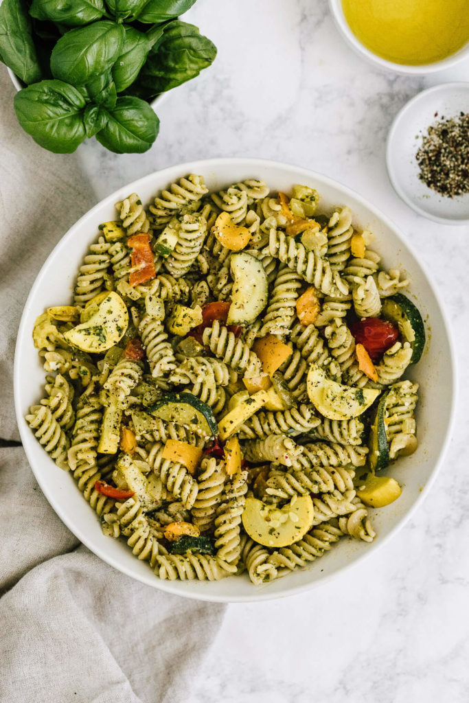 Summer Vegetable Pesto Pasta - Nourished By Nutrition