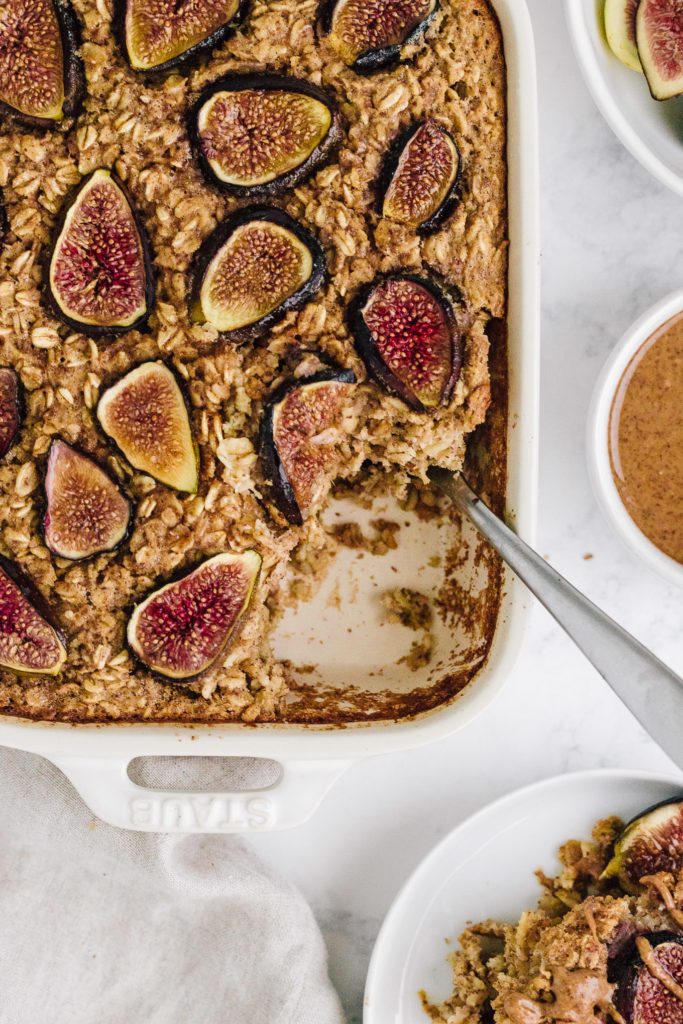 Almond Butter Baked Oatmeal with Fresh Figs - Nourished By Nutrition